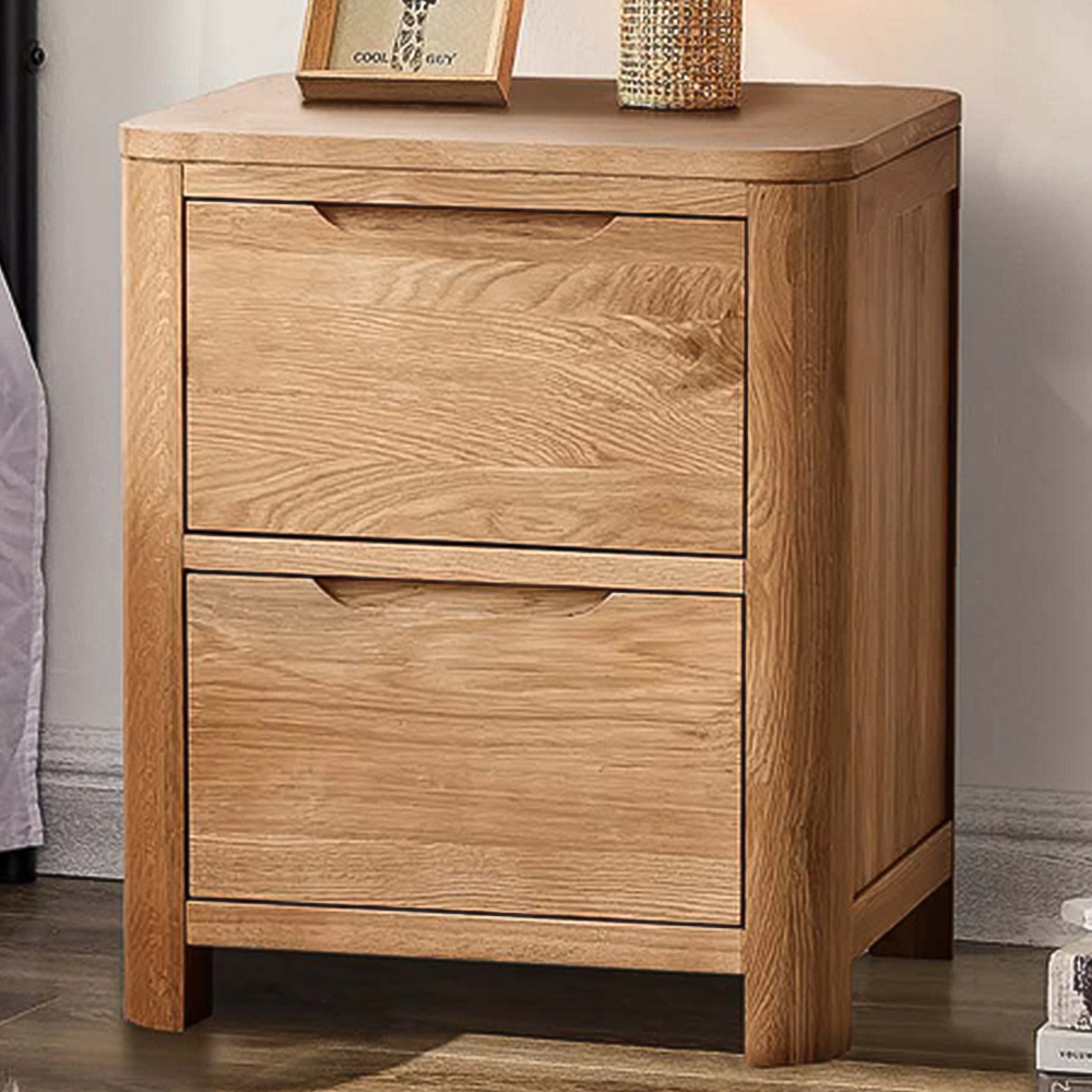 Brooklyn 2 Drawer Oak Bedside Table | Wilko