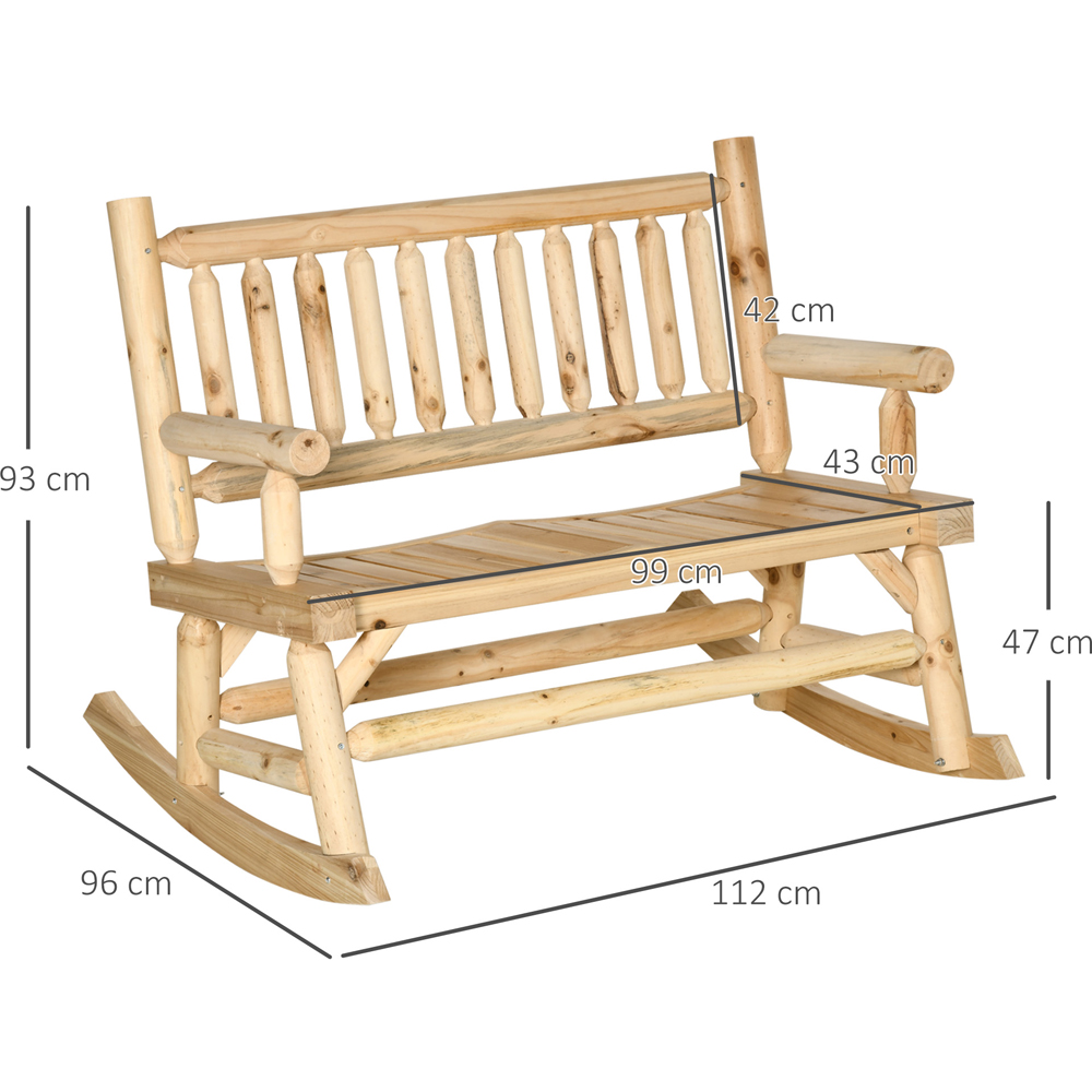 Outsunny 2 Seater Natural Wooden Rocking Bench | Wilko