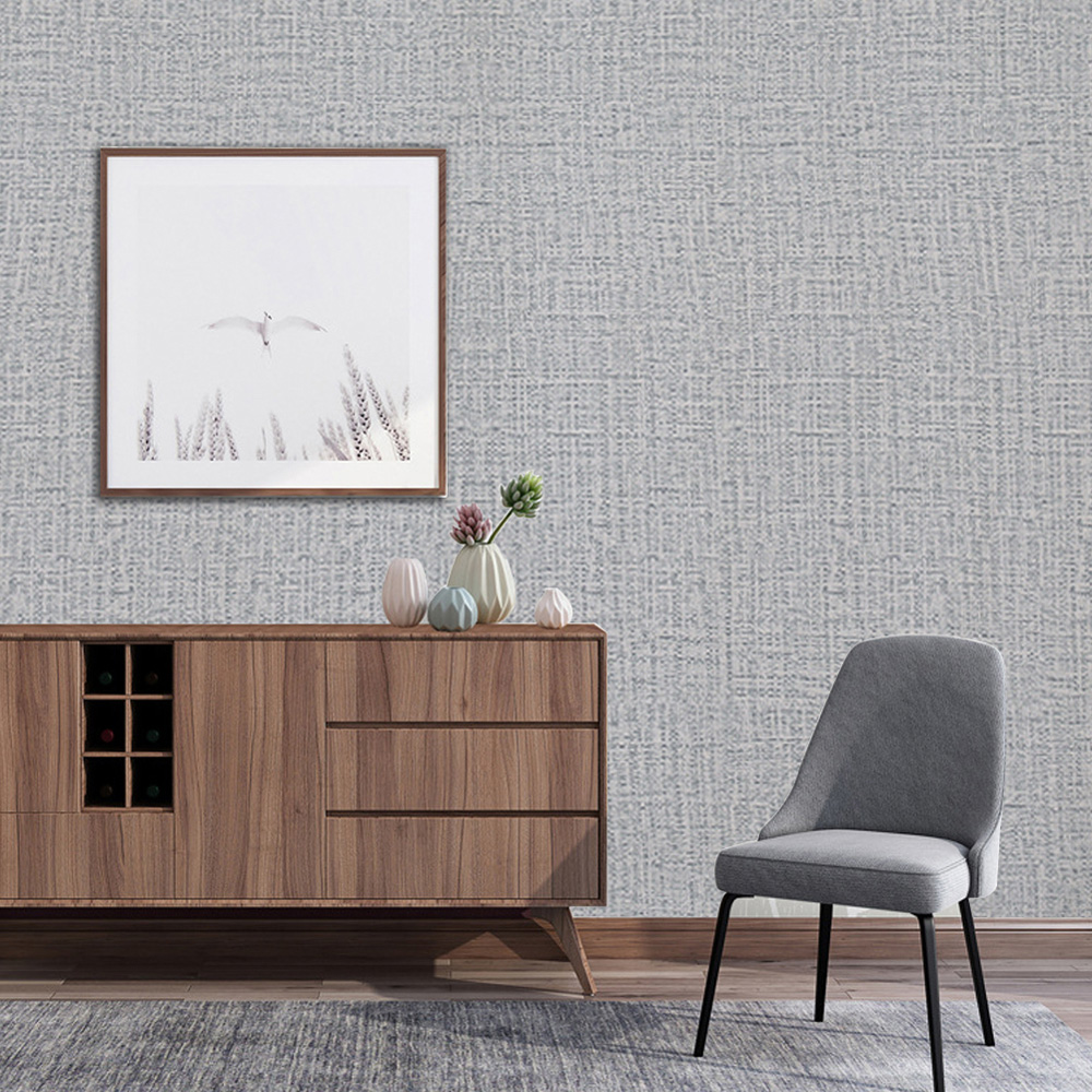 Living and Home Linen Textured Grey PVC Self Adhesive Wallpaper | Wilko