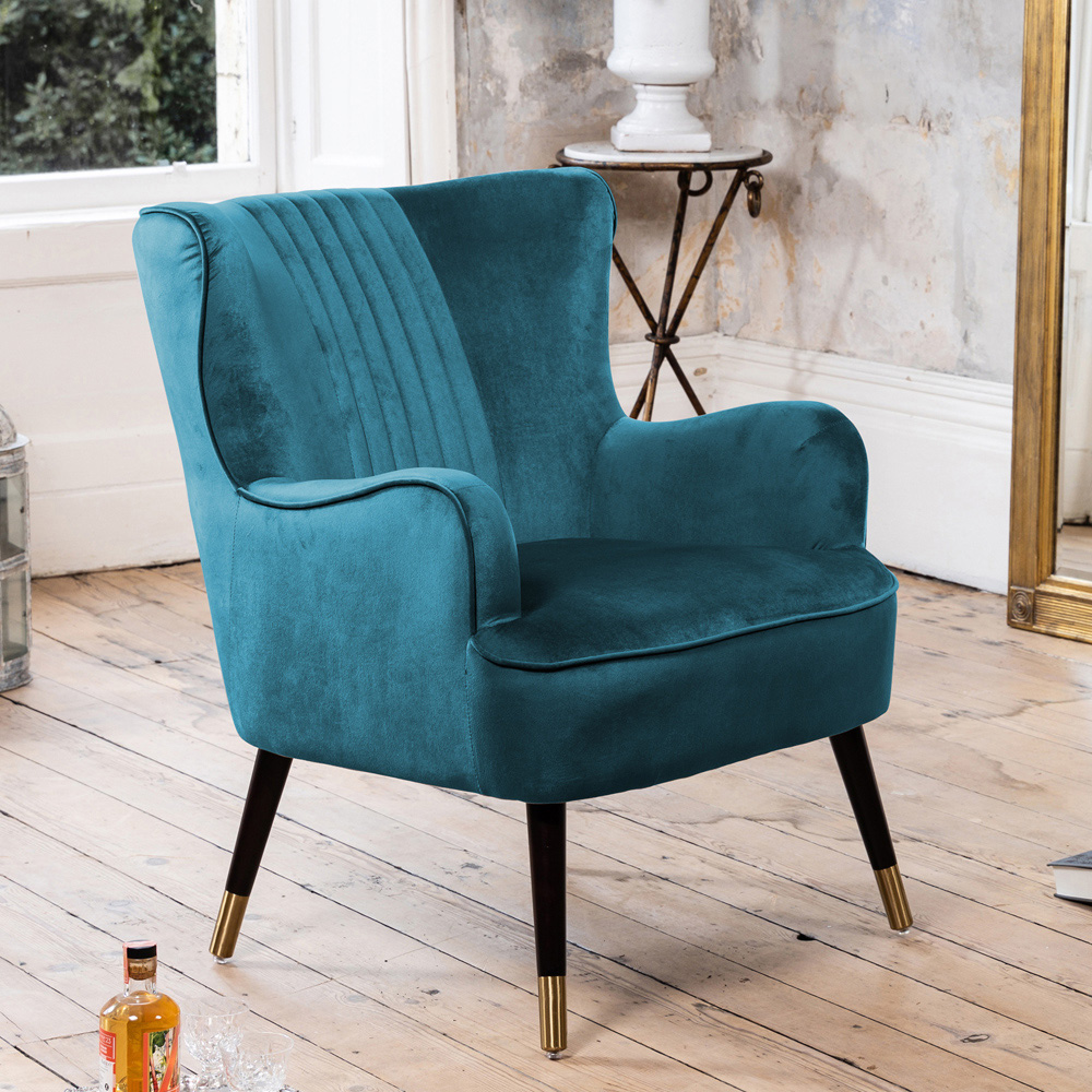 Artemis Home Madison Teal Velvet Accent Chair Wilko