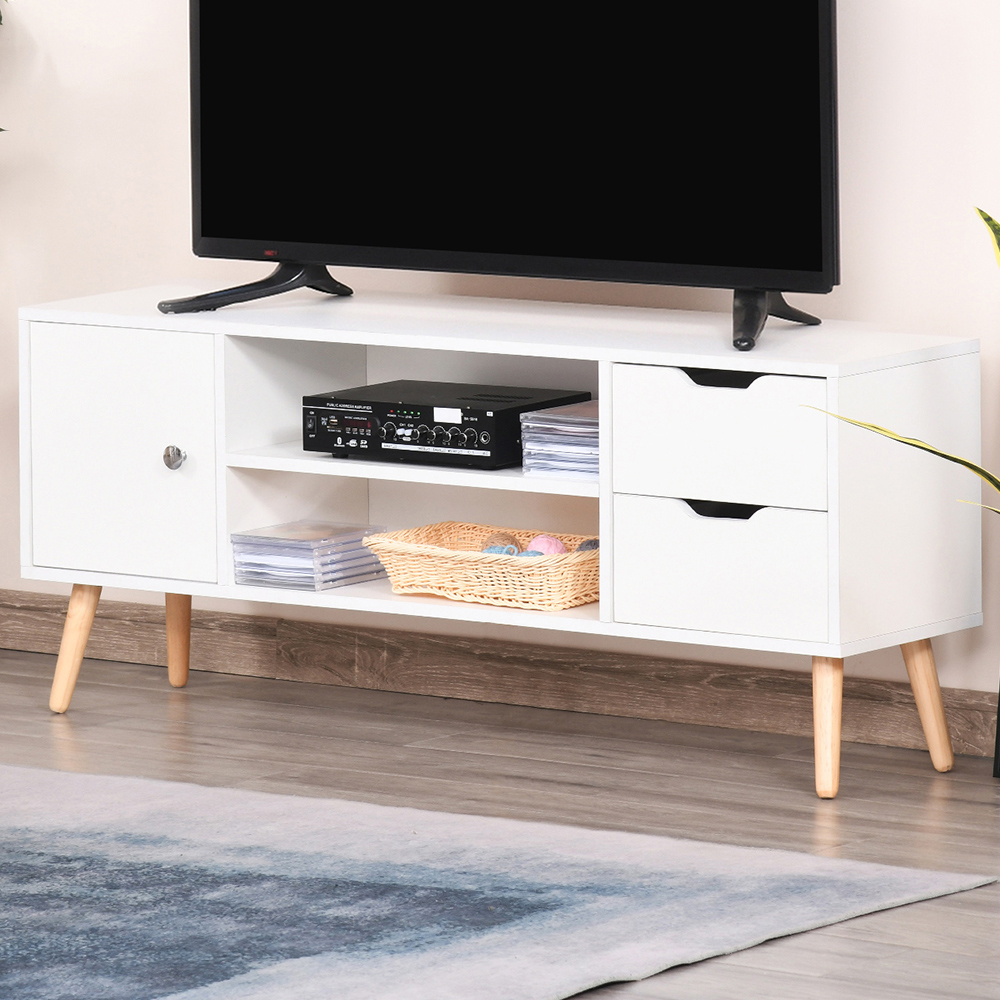 Portland Single Door 2 Drawer White TV Unit | Wilko