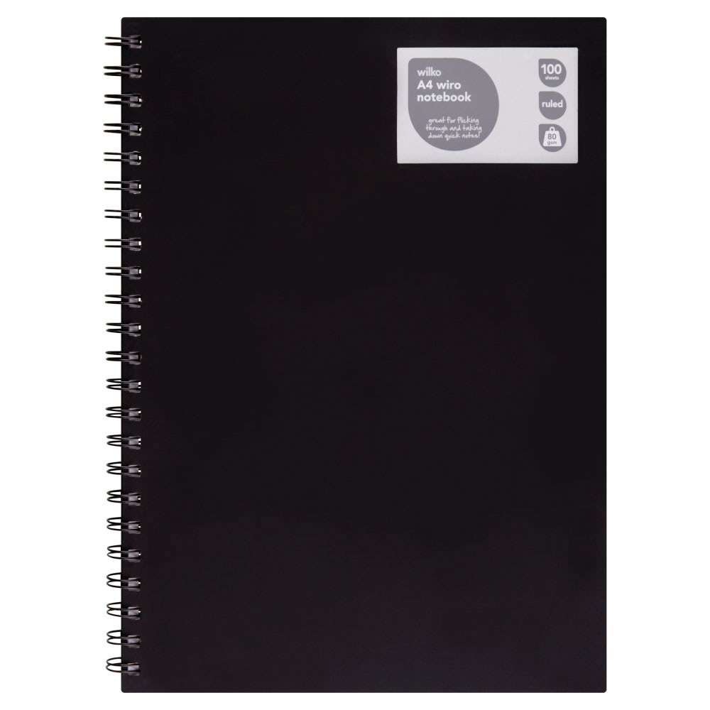 Wilko A4 Wiro Lined Notebook 100 Sheets 80gsm | Wilko