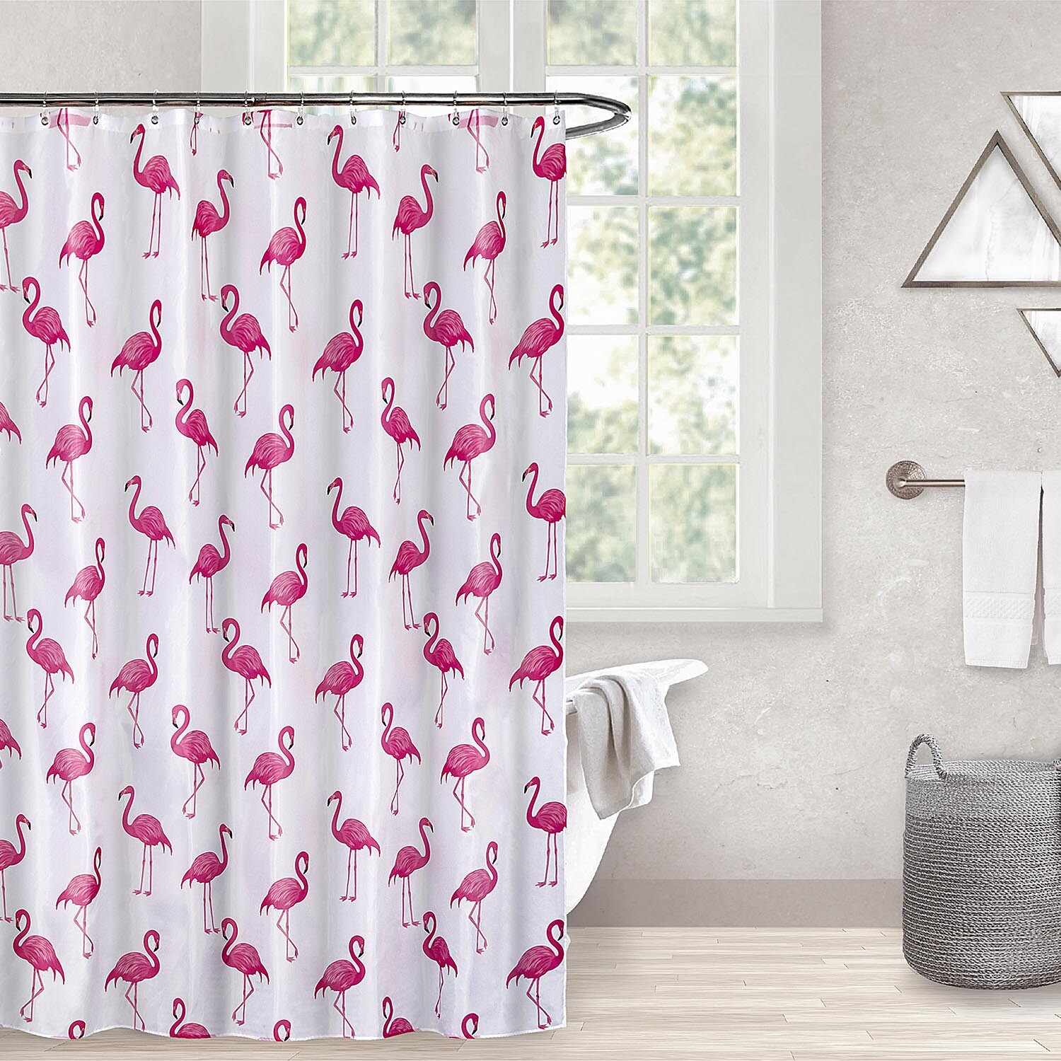 Aura Bathroom Flamingo Shower Curtain 180 x 180cm | Wilko
