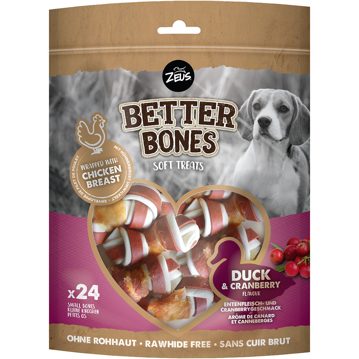 Zeus Better Bones Small Bones Dog Treats - Duck and Cranberry | Wilko