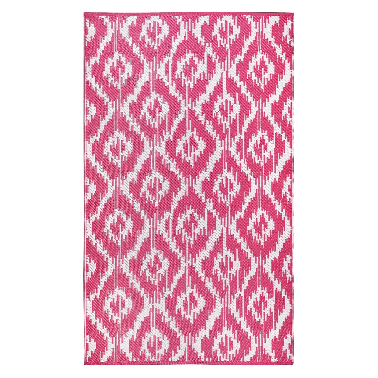 Tribal Geo Outdoor Rug - Pink | Wilko