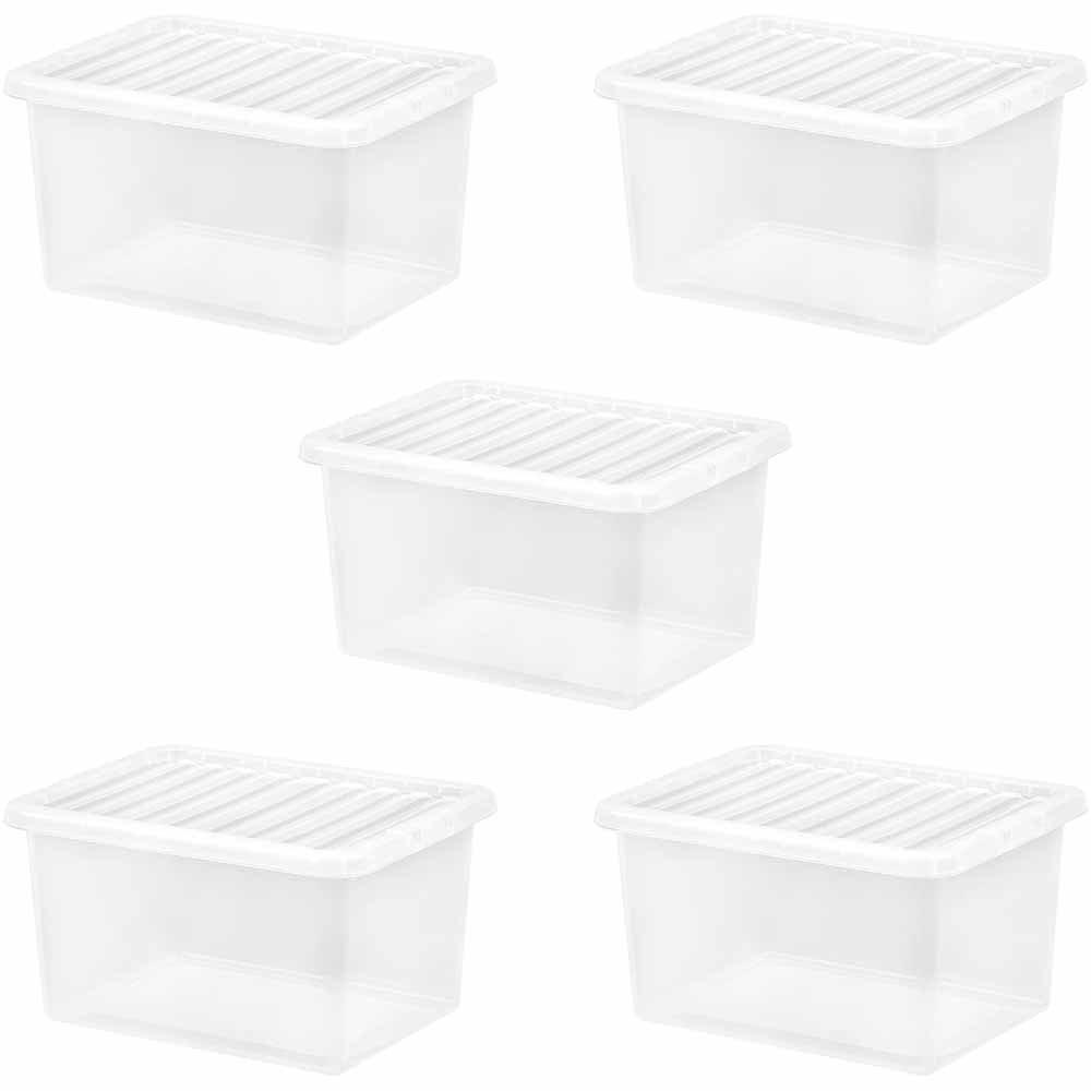 Wham 25L Clear Crystal Storage Box with Lid 5 Pack | Wilko