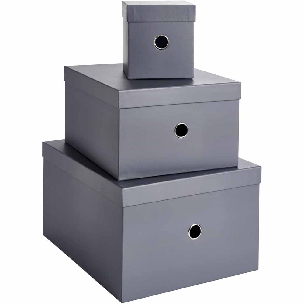 Wilko Grey Storage Boxes 3 Pack | Wilko