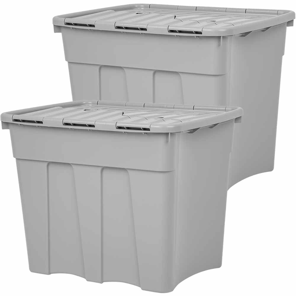 Wham 80L Grey Upcycle Crocodile Storage Box with Lid 2 Pack | Wilko