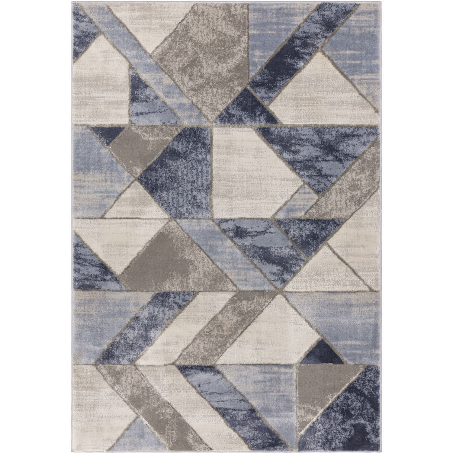Seattle Blue and Grey Geo Rug 170 x 120cm | Wilko