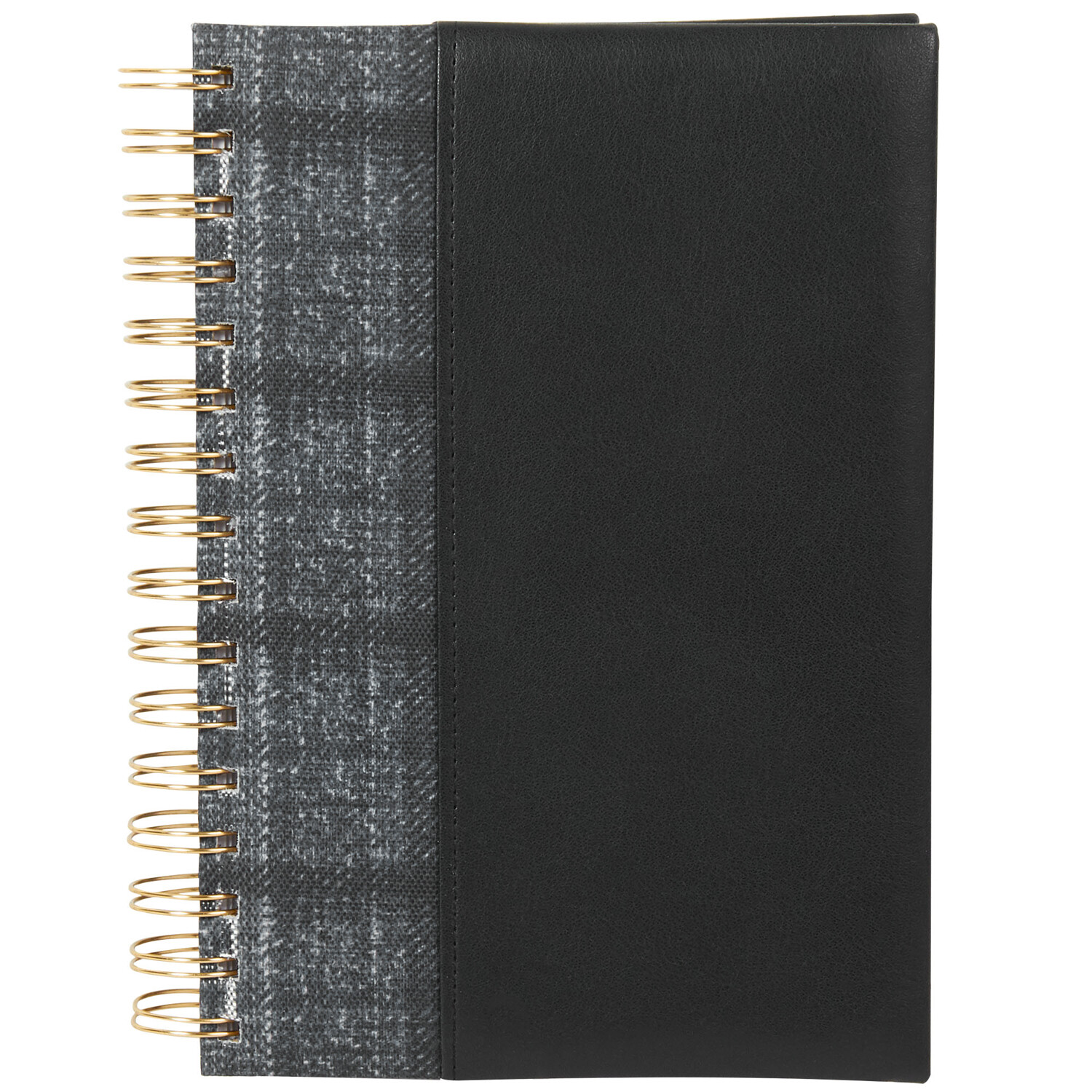 Grey Tartan Fabric PU Chunky Notebook A5 - Grey | Wilko