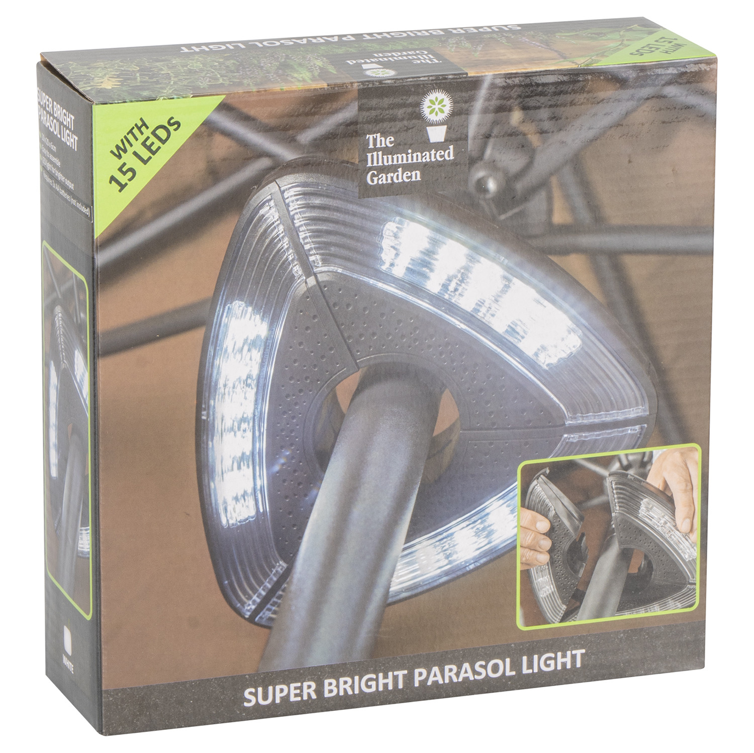 The Illuminated Garden Black Super Bright LED Solar Parasol Light | Wilko