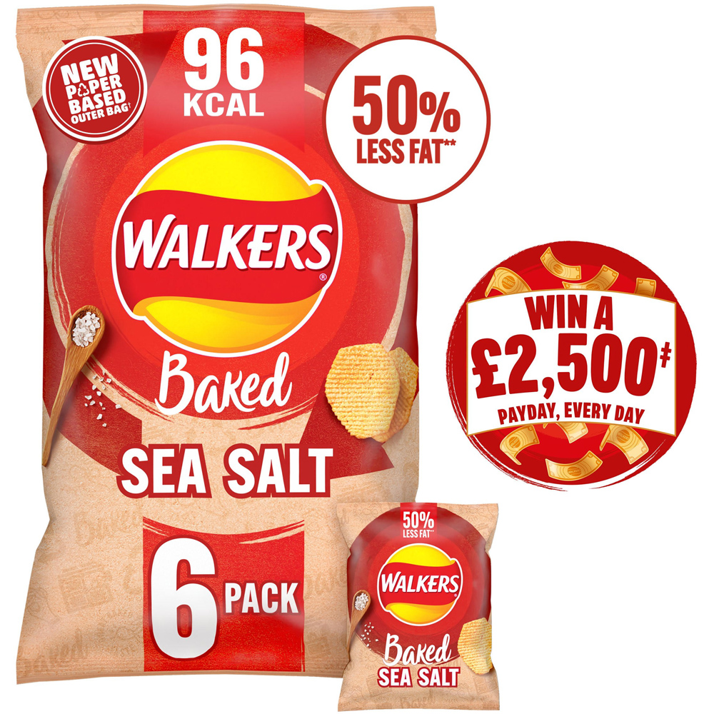 Walkers Baked Sea Salt Crisps 6 Pack | Wilko