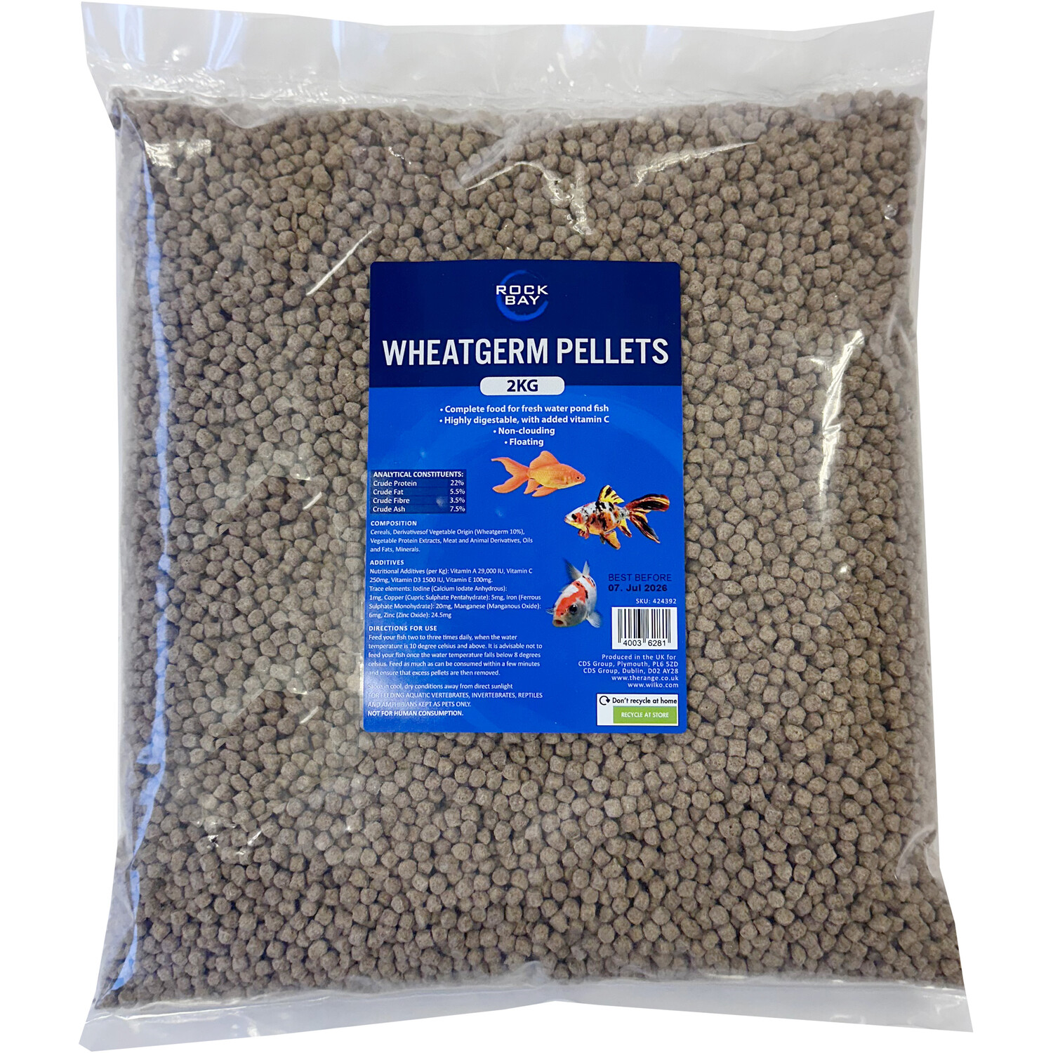 Rock Bay Wheatgerm Pellets 2kg - Brown | Wilko