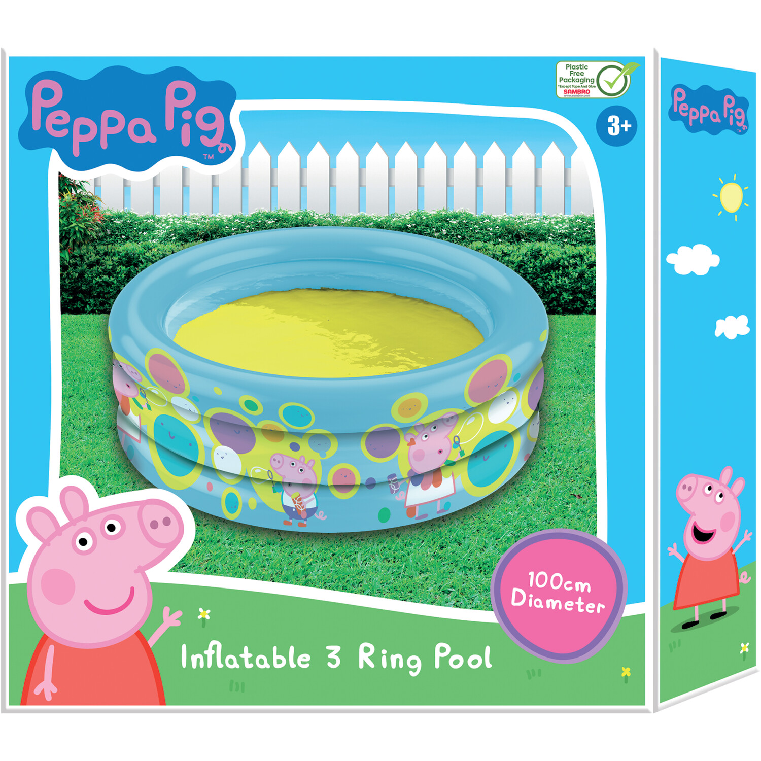Peppa Pig Inflatable 3 Ring Pool - Blue | Wilko
