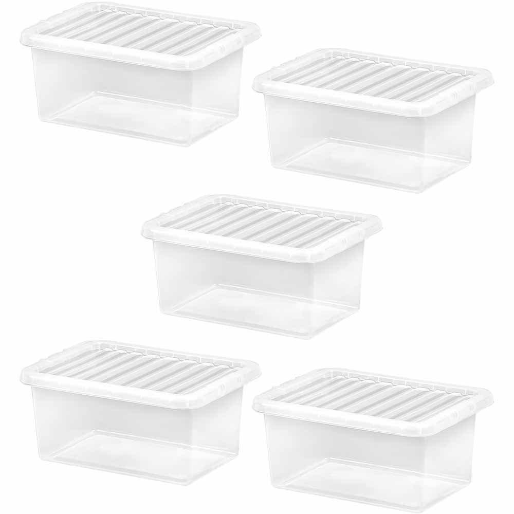 Wham 11L Crystal Storage Box with Lid 5 Pack | Wilko