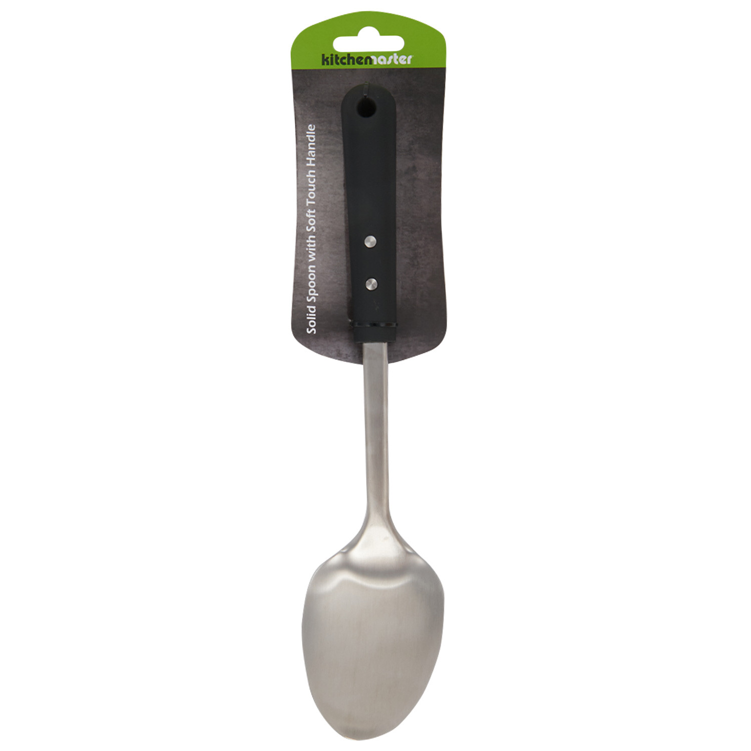 Kitchen Master Solid Spoon with Soft Touch Handle - Chrome | Wilko