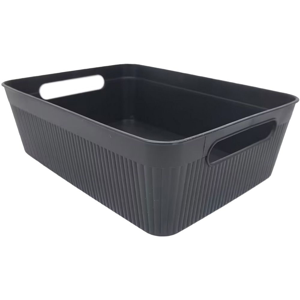 My Home Stripe Storage Basket - Black / Medium | Wilko