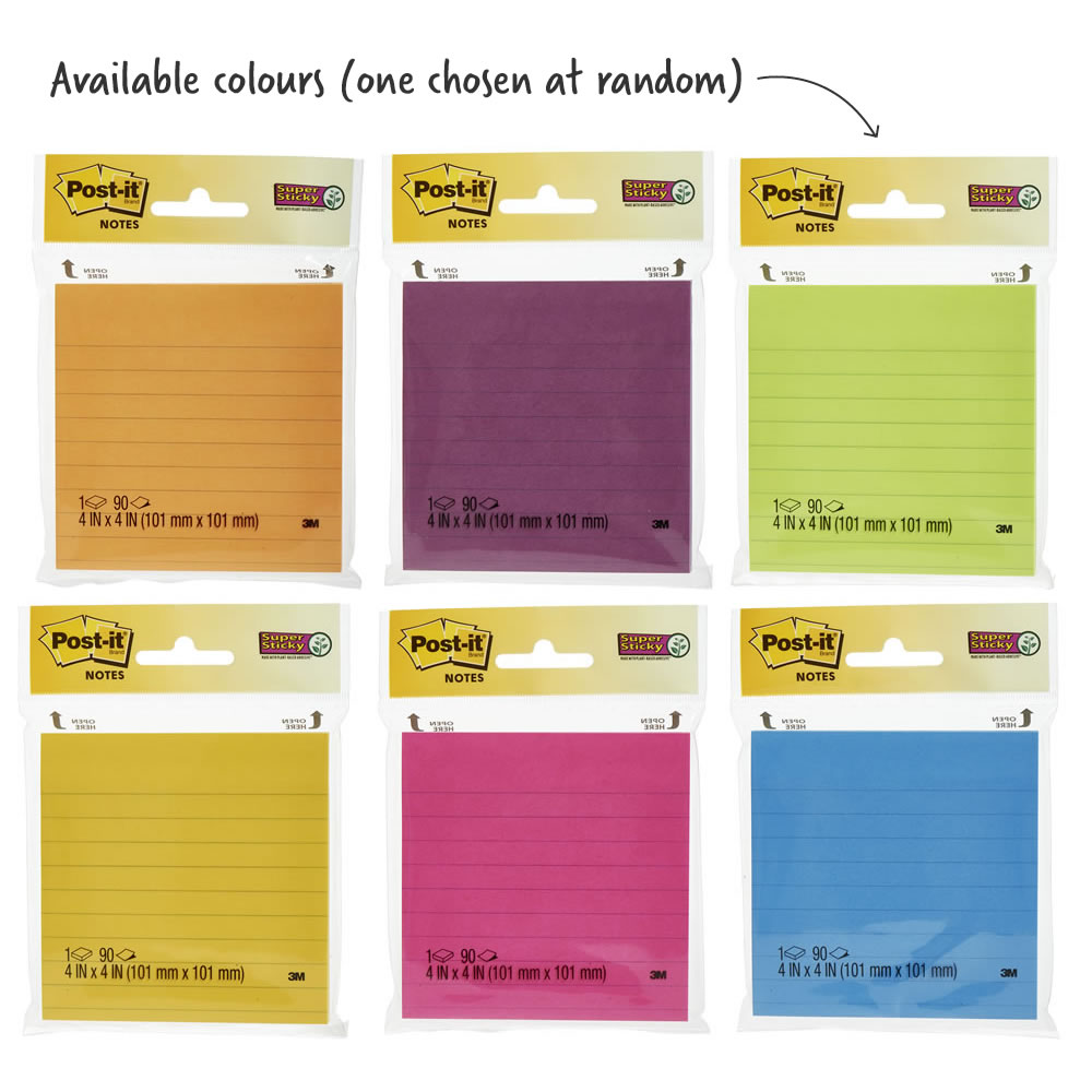 Post-It Neon Super Sticky Lined Pad 75 Notes | Wilko