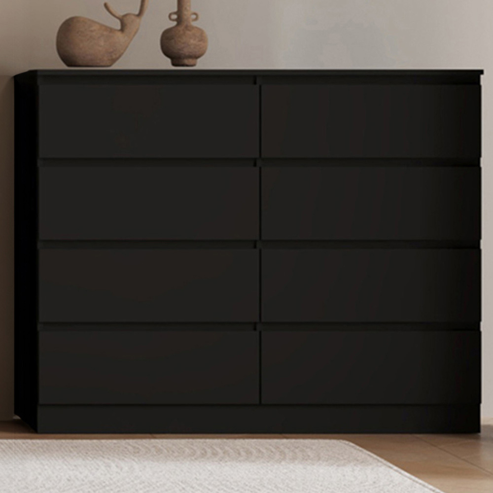 Seconique Malvern 8 Drawer Black Chest of Drawers | Wilko