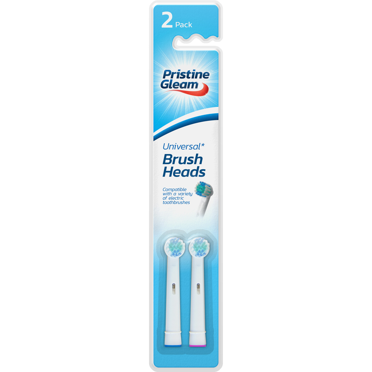 Pack of 2 Pristine Gleam Universal Power Toothbrush Heads | Wilko