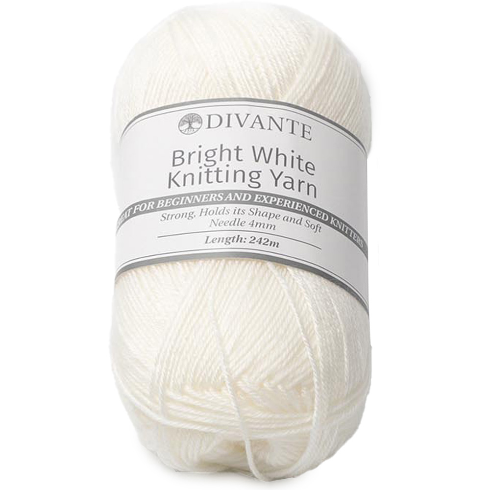 Divante Bright White Basic Knitting Yarn 100g | Wilko