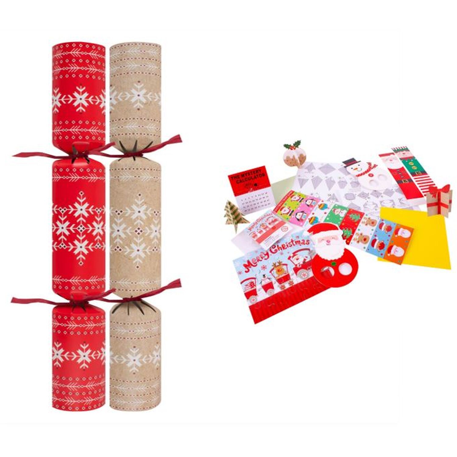 Pack of 50 Eco Snowflake Catering Crackers - Red | Wilko