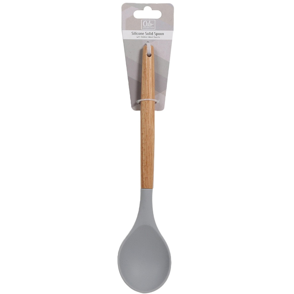 Oslo Silicone Solid Spoon - Grey | Wilko