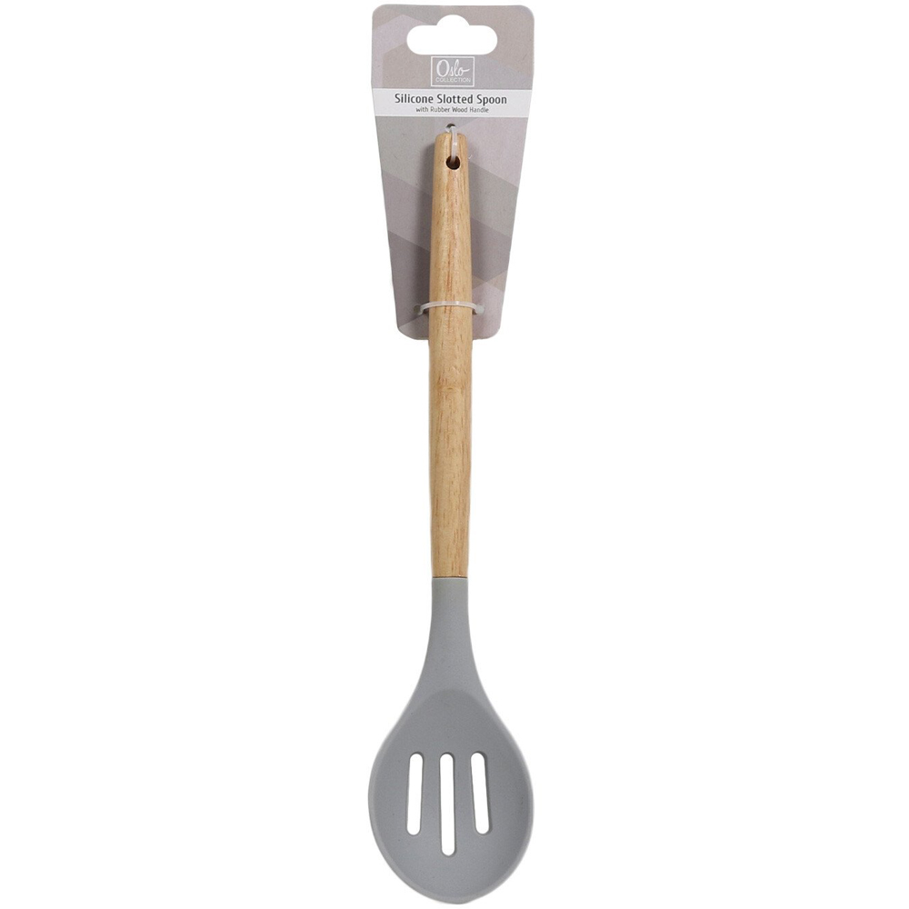 Oslo Silicone Slotted Spoon - Grey | Wilko