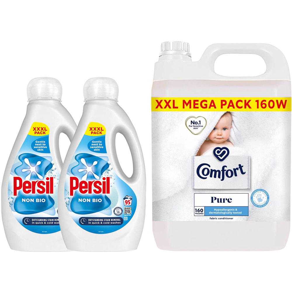 Persil Non Bio Liquid Detergent Duo with Comfort Pure Fabric ...