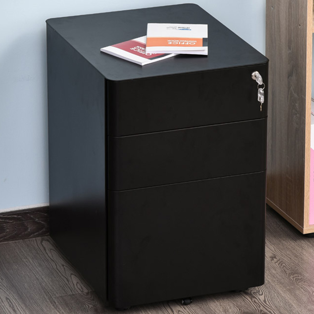 Vinsetto Black 3 Drawer Filing Cabinet | Wilko