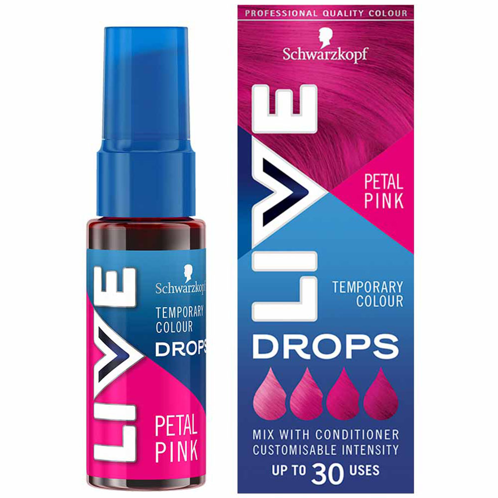 Schwarzkopf LIVE Semi Permanent Colour Drops Pink Hair Dye Petal Pink ...