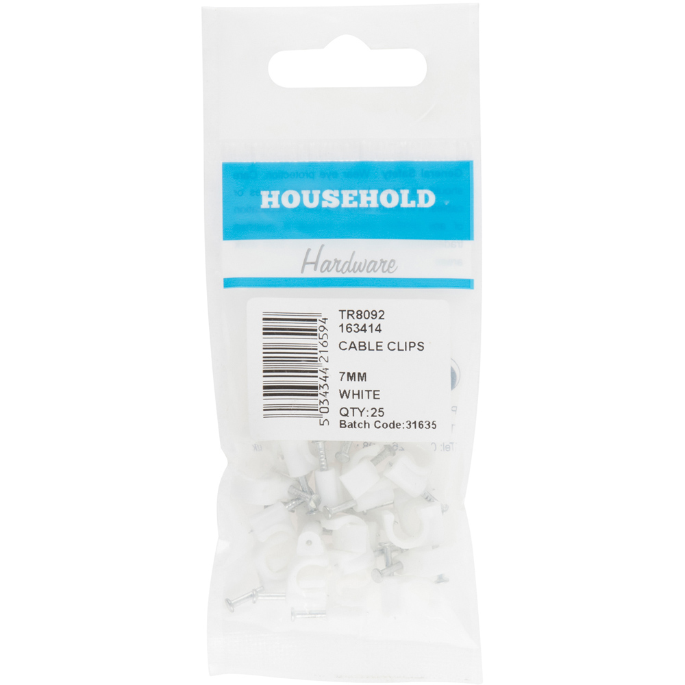 Hiatt 7mm Round White Cable Clip 25 Pack | Wilko