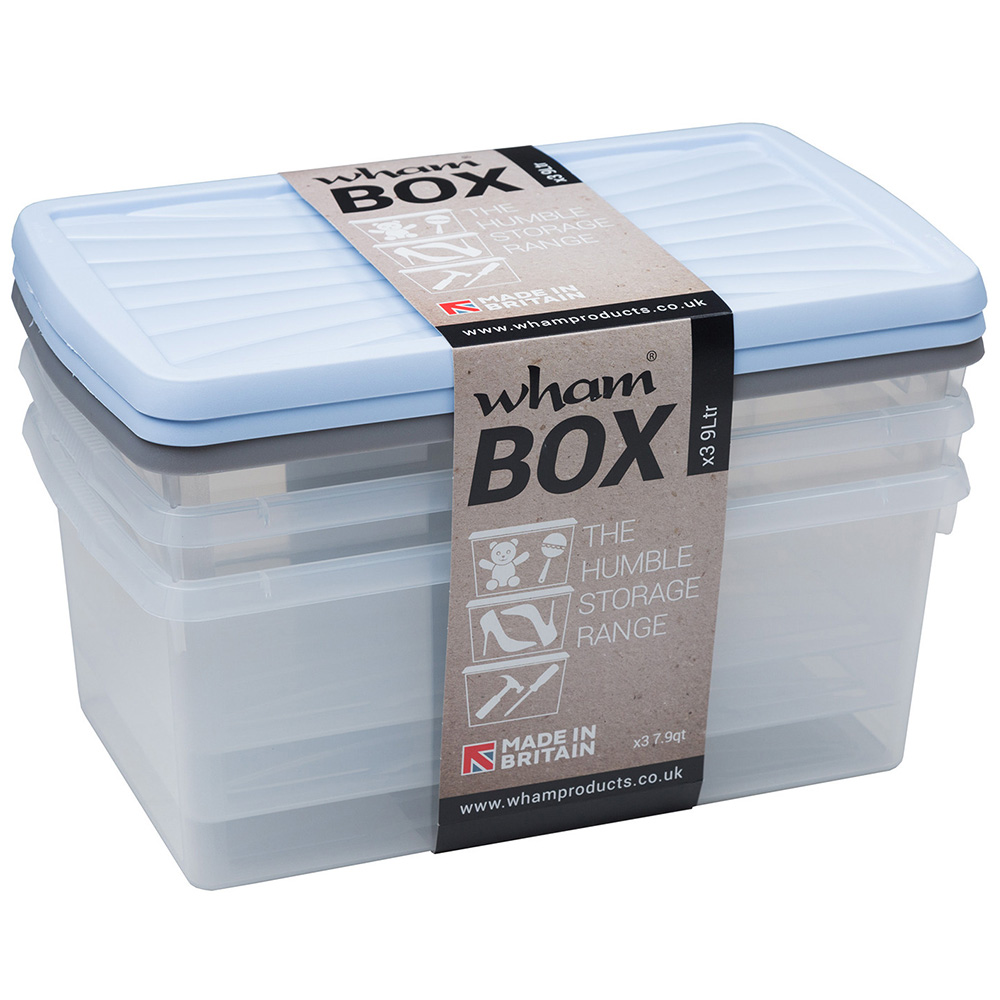 Wham 9L Storage Box with Lid 3 Pack | Wilko