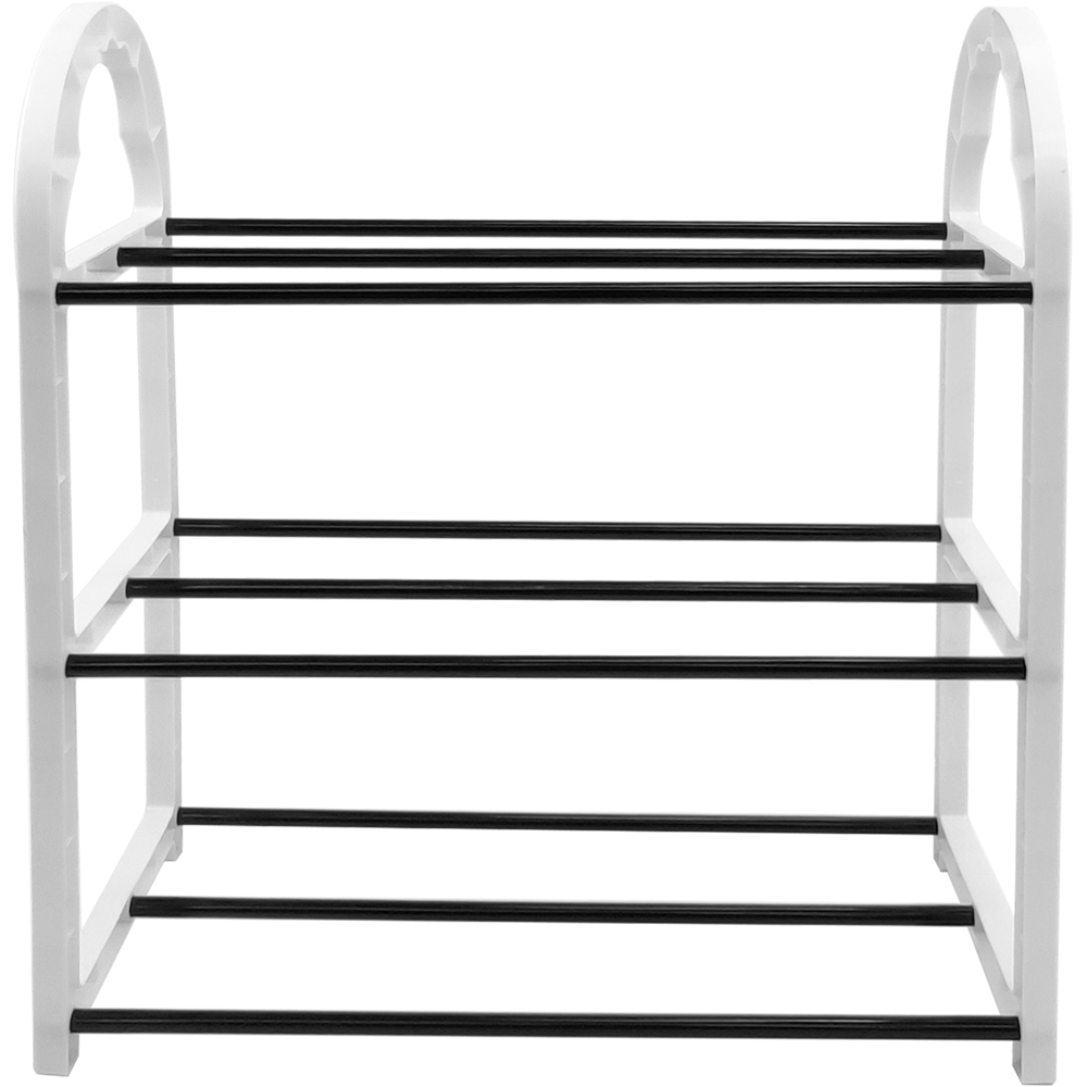 AMOS Eezy 3 Tier White and Black Mini Shoe Rack | Wilko