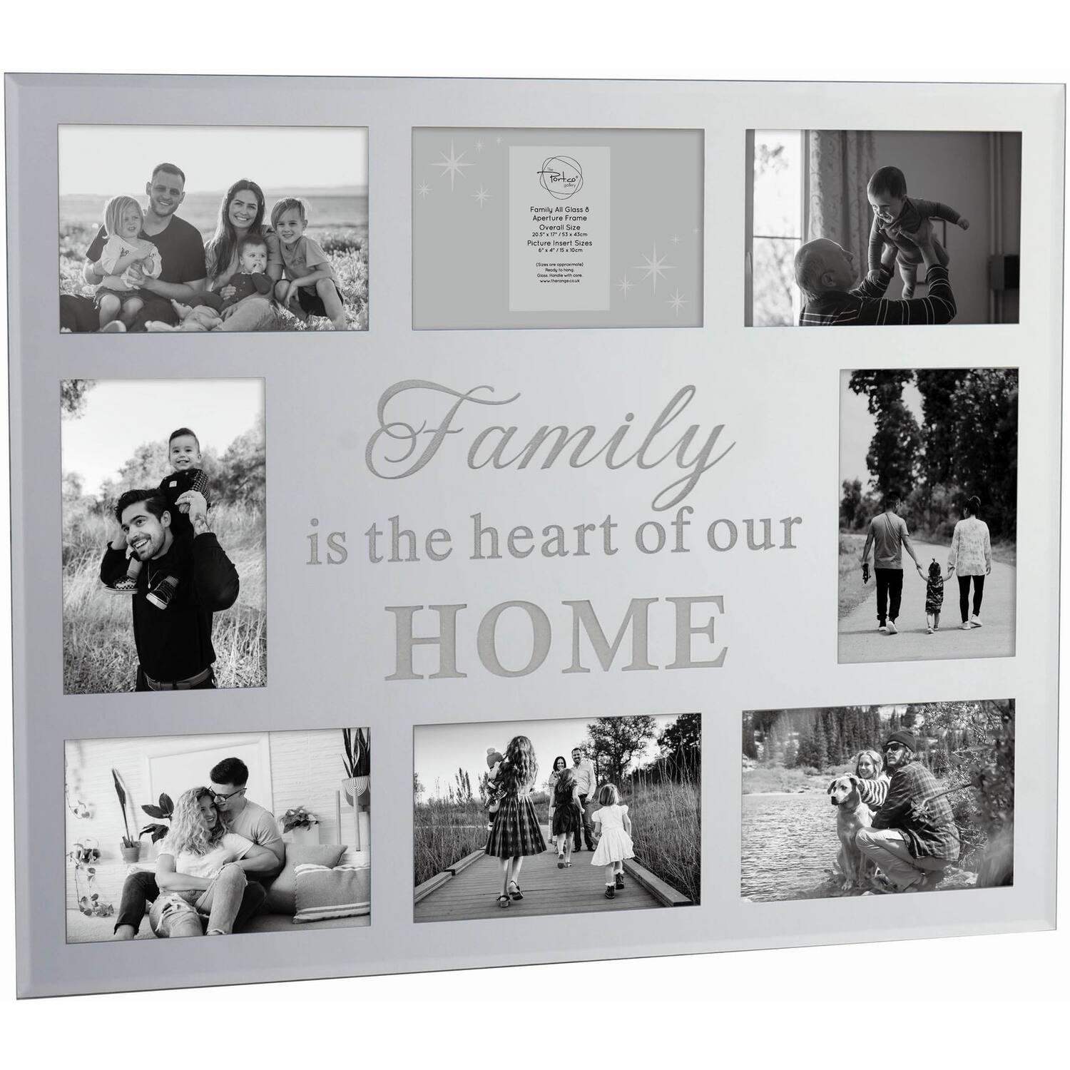 Family All Glass 8 Aperture Photo Frame | Wilko