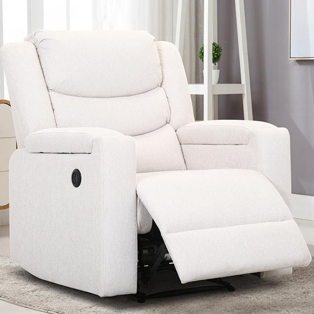 Heritage Ivory Fabric Manual Recliner Chair with Footrest | Wilko
