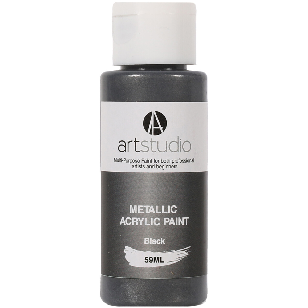Art Studio Metallic Acrylic Paint - Black | Wilko