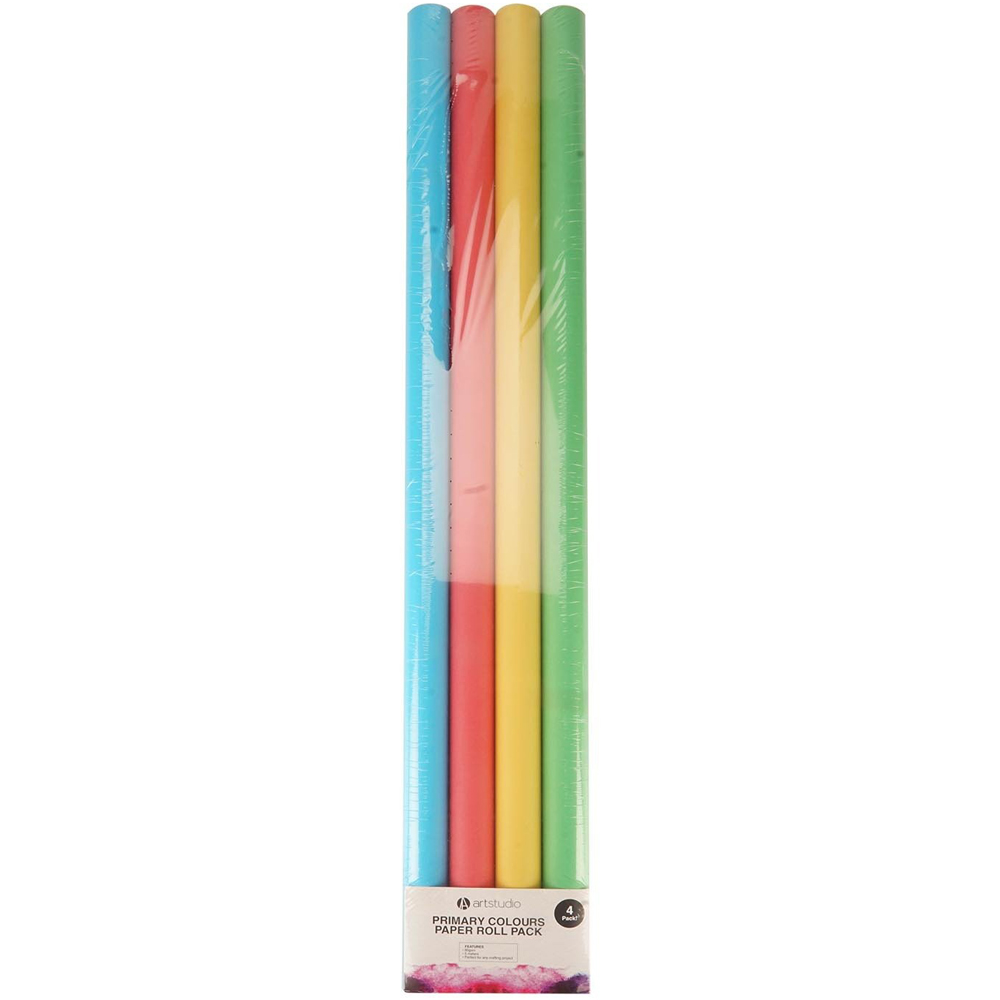 Art Studio Primary Colours Paper Roll 4 Pack | Wilko