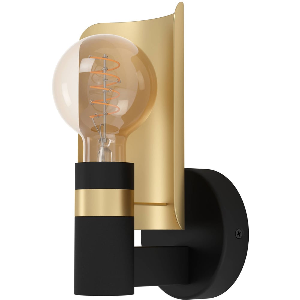 EGLO Hayes Black and Brass Metal Wall Light | Wilko