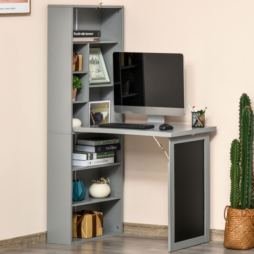 Portland Folding Office Desk Grey | Wilko