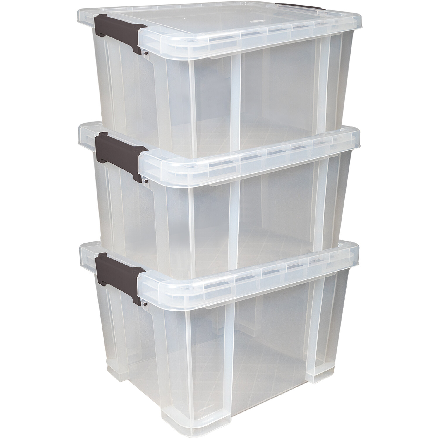 Pack of 3 Pro Store Boxes and Lids 35L - Clear | Wilko