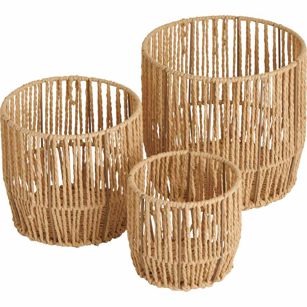 Wilko Natural Paper Rope Basket 3 Pack | Wilko