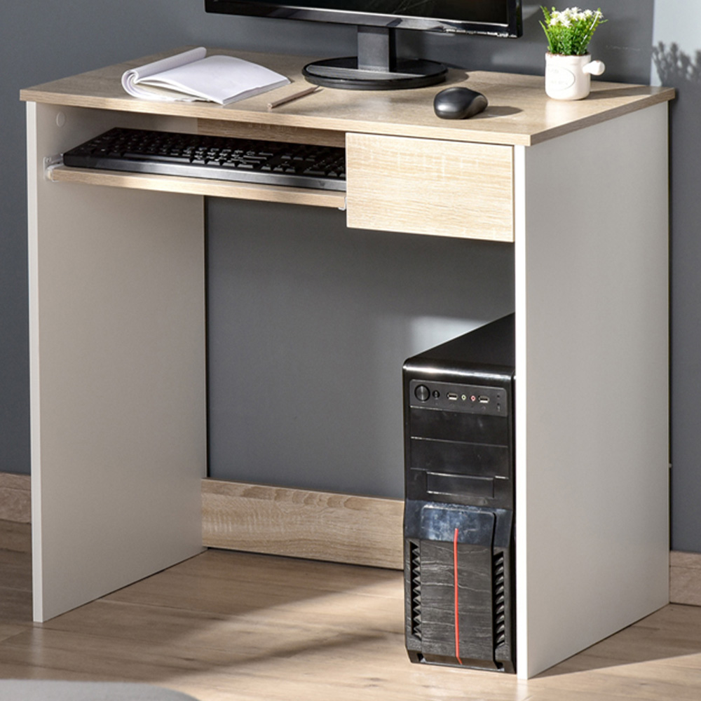 Portland Oak Compact Computer Table | Wilko