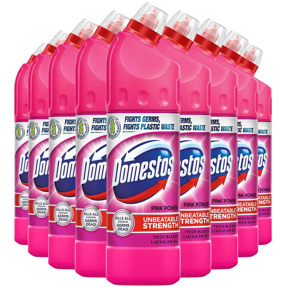 Domestos Pink Power Thick Bleach 750ml 9 Pack | Wilko