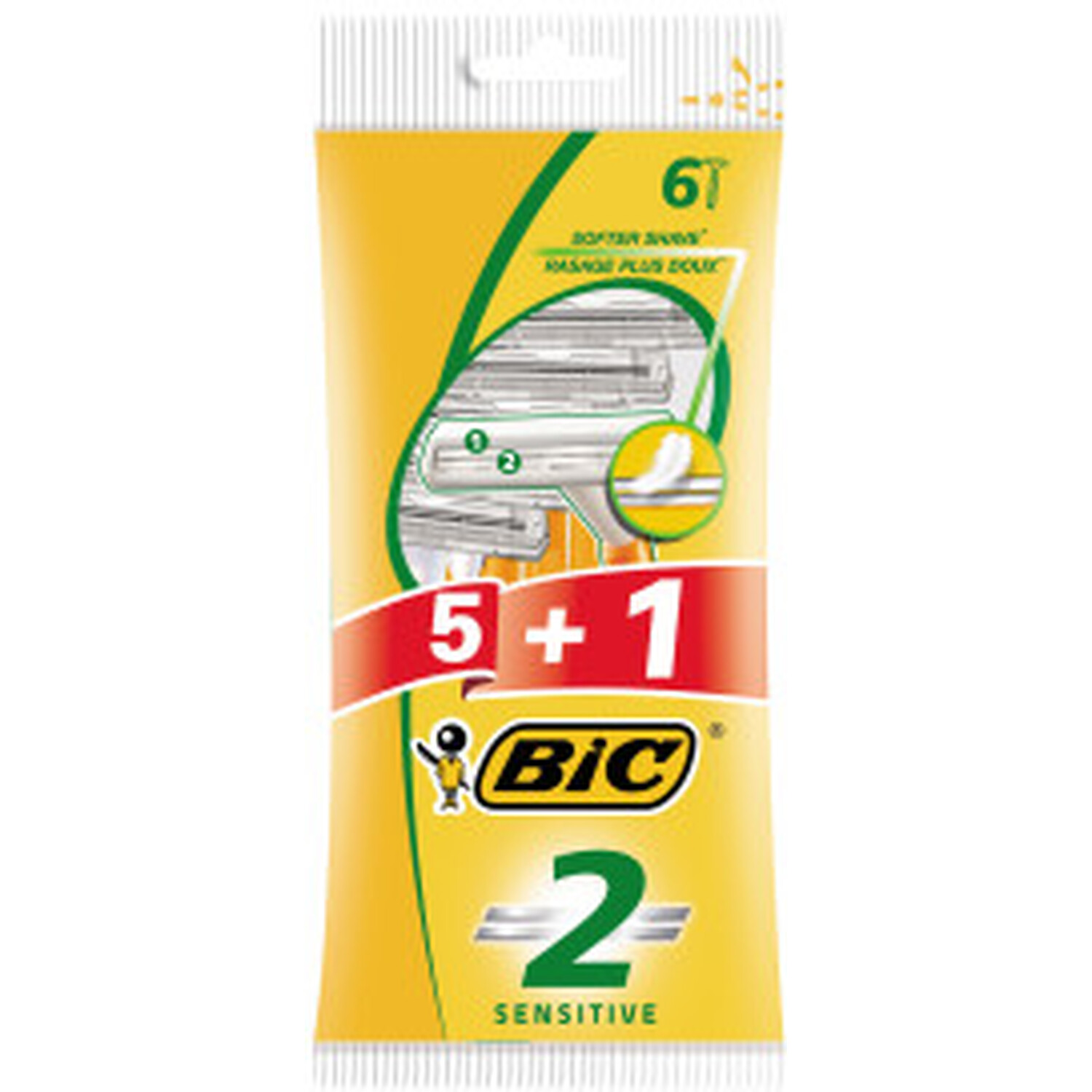 Pack of 6 BIC 2 Sensitive Razors - Yellow | Wilko