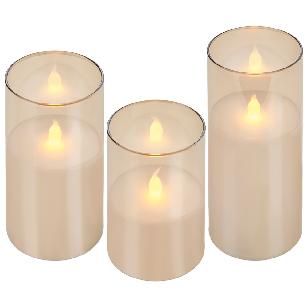 SA Products 3 Piece Clear LED Candles Set | Wilko