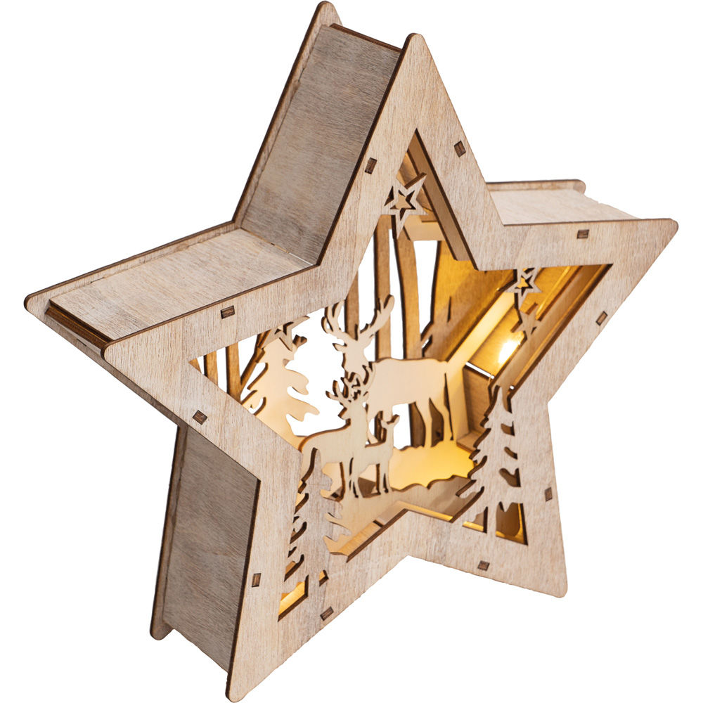 St Helens Festive Light Up Wooden Christmas Star Decoration | Wilko