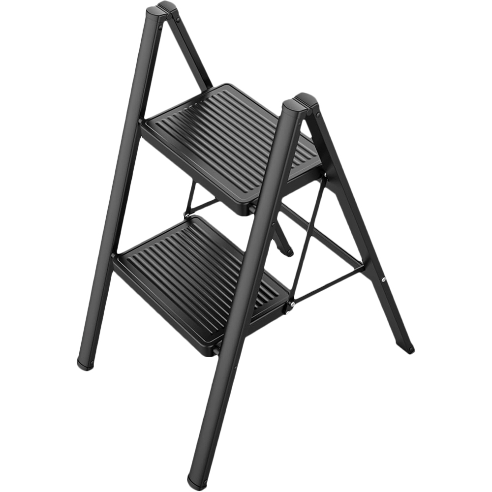 Gr8 Home 2 Step Black Folding Non Slip Heavy Duty Carbon Steel Ladder ...