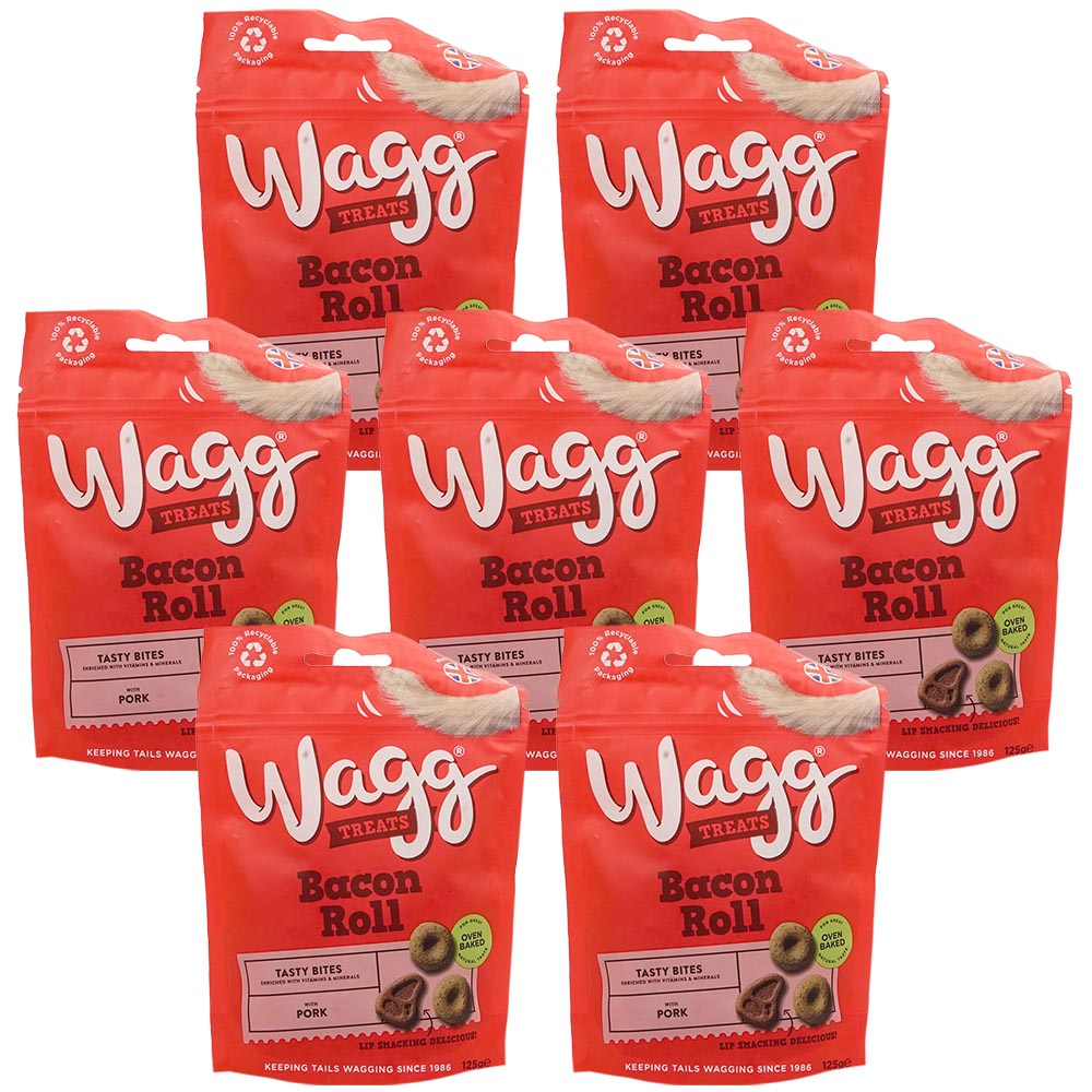 Wagg Bacon Roll Dog Treat 125g Case of 7 | Wilko