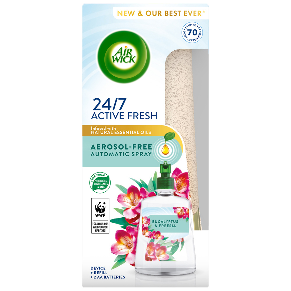 Air Wick Eucalyptus & Freesia Aerosol Free Automatic Spray Kit 228ml | Wilko